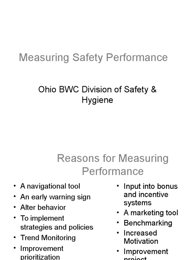 Measuring Safety Performance: A Guide to Developing a Comprehensive ...