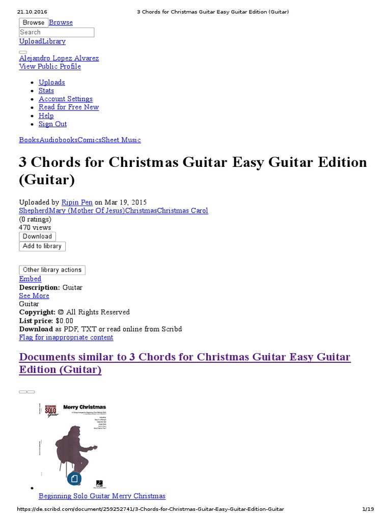 3 Chords For Christmas Guitar Easy Guitar Edition (Guitar) | PDF ...