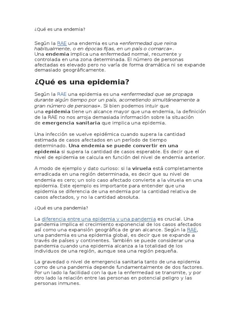 Qué Es Una Endemia | PDF | Epidemias | Enfermedad por el virus del Ébola