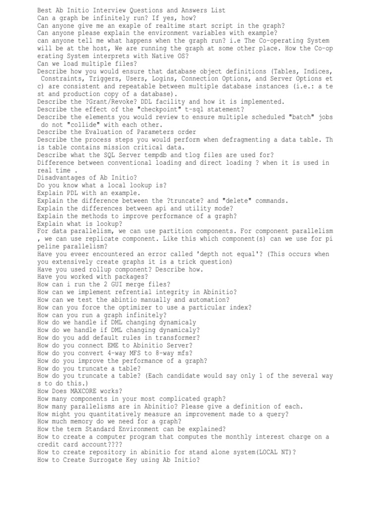 Ab Initio Interview Questions | PDF | Databases | Data Management