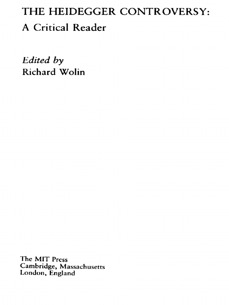 Richard Wolin-The Heidegger Controversy, A Critical Reader PDF | PDF