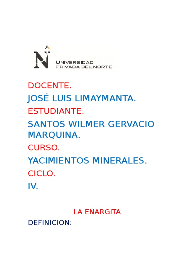 La Enargita | PDF | Mineralogía | Minerales