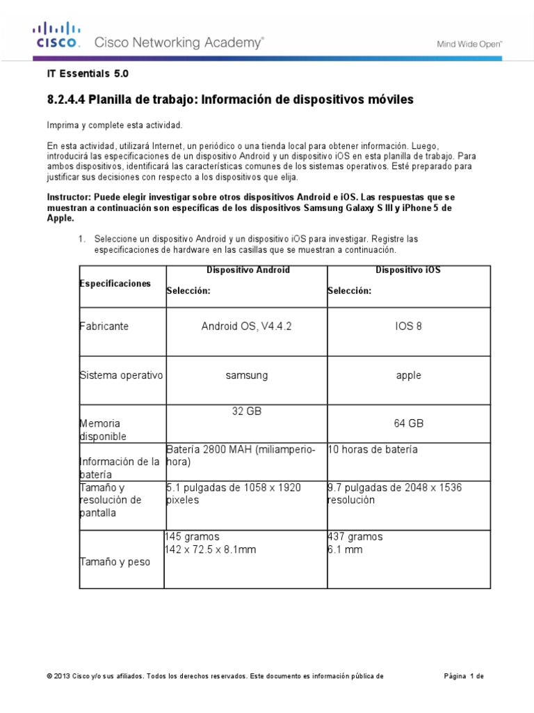 8.2.4.4 Worksheet - Mobile Device Information | PDF | Android (sistema ...