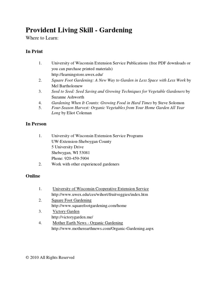 Provident Living Skills Handout | PDF | Survival Skills | Hunting