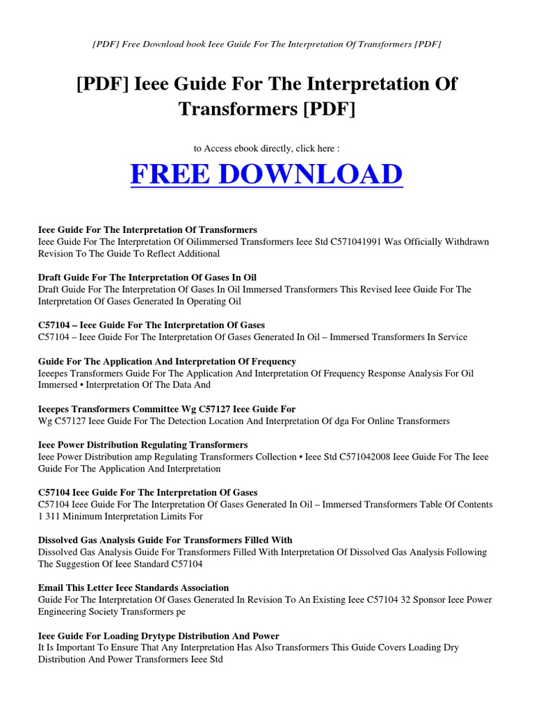 Ieee Guide For The Interpretation of Transformers | PDF | Transformer ...