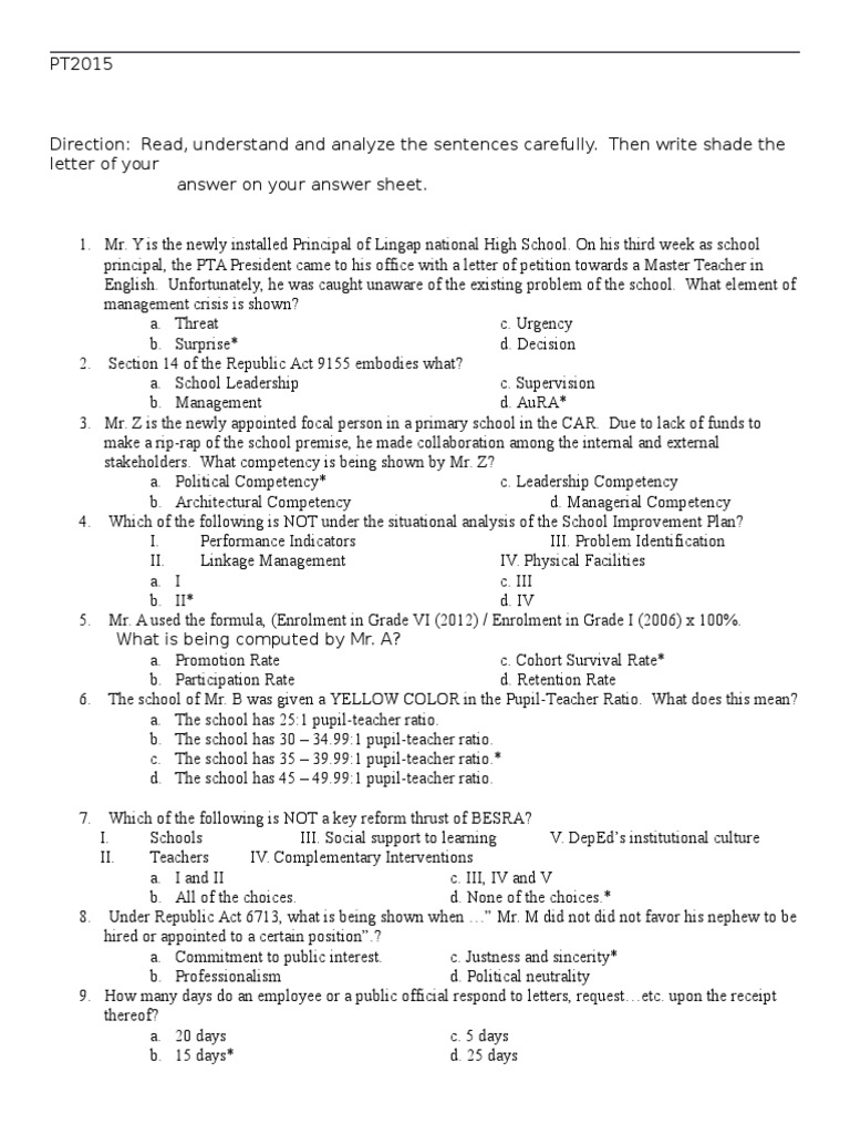 Principal Test Reviewer | PDF | Learning | Teachers