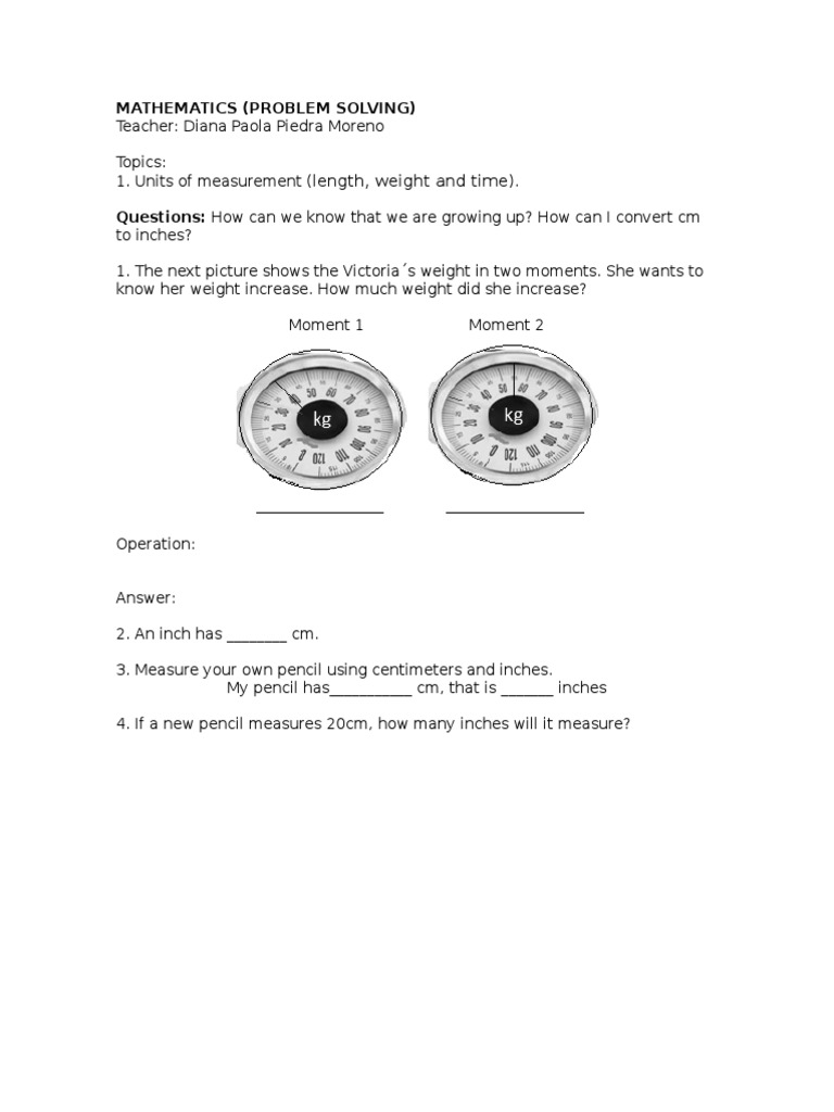 Units of Measurement Problem Solving | PDF