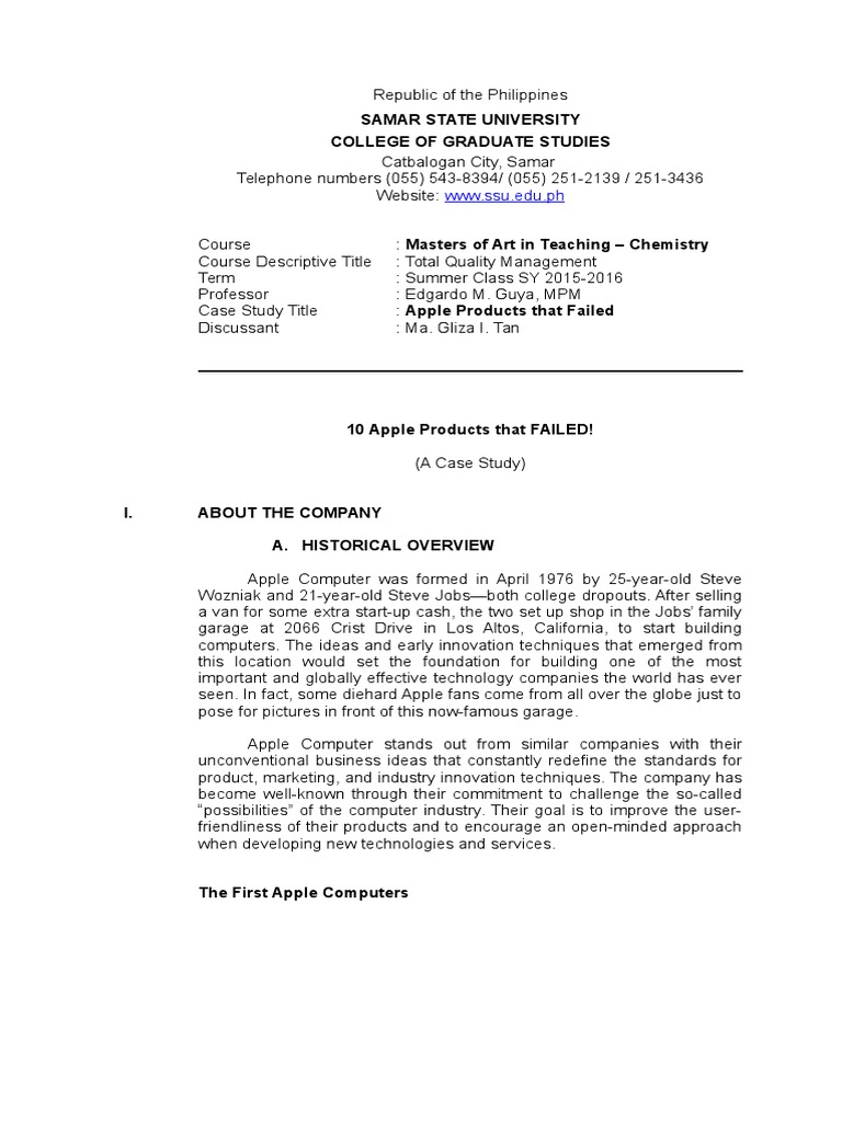 Failed Apple Products Case Study | PDF | Apple Inc. | Macintosh