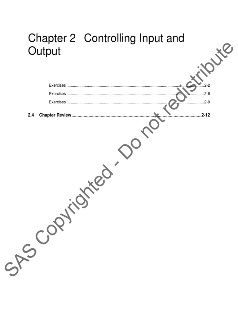 Controlling Input and Output - Exercises | PDF | Sas (Software) | Input ...