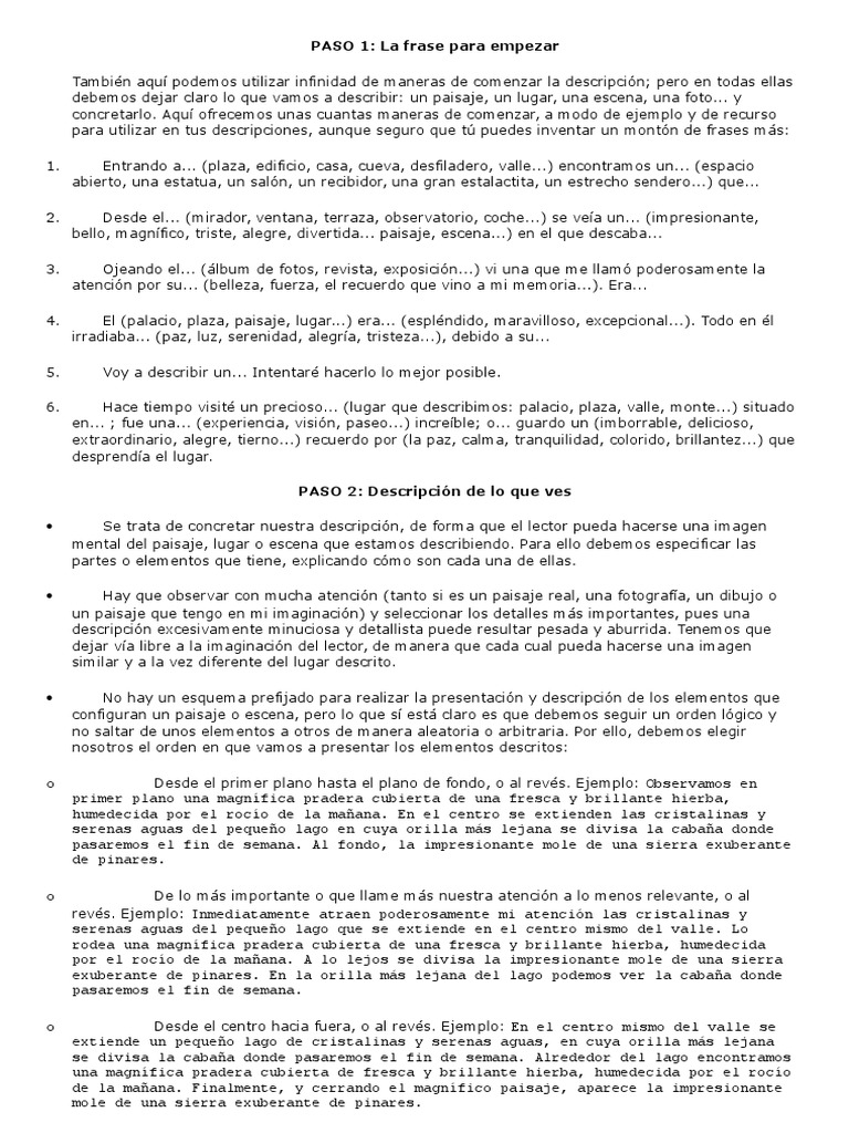 Como Describir Un Paisaje | PDF | Imagen | Sicología