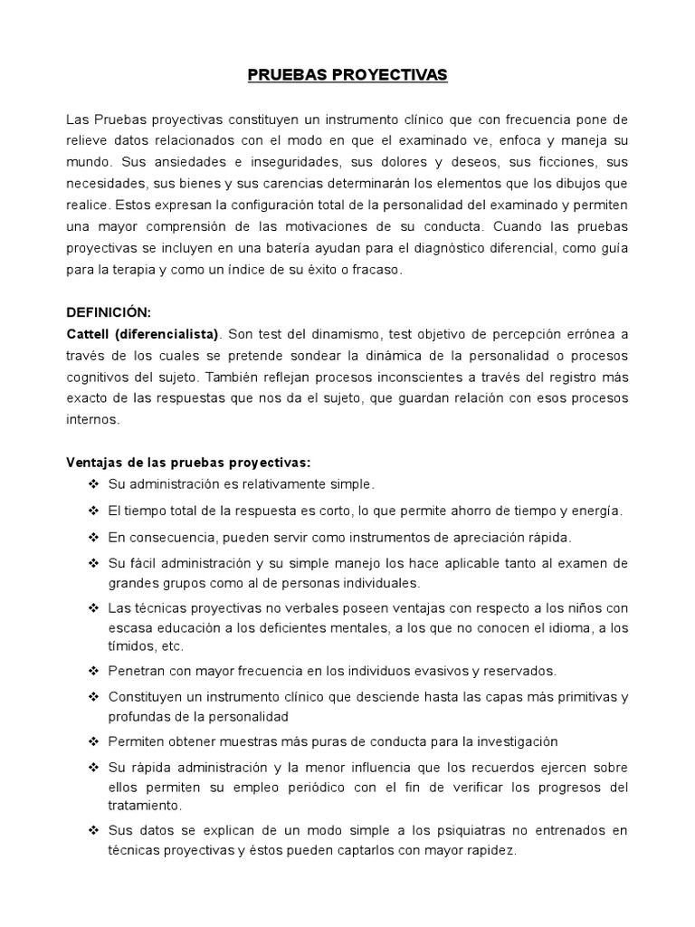 Pruebas Proyectivas | PDF | Dibujo | Percepción