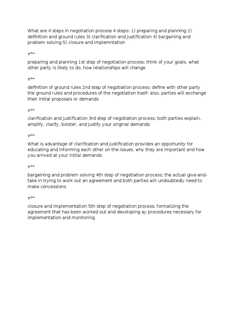 What Are 4 Steps in Negotiation Process 4 Steps | PDF