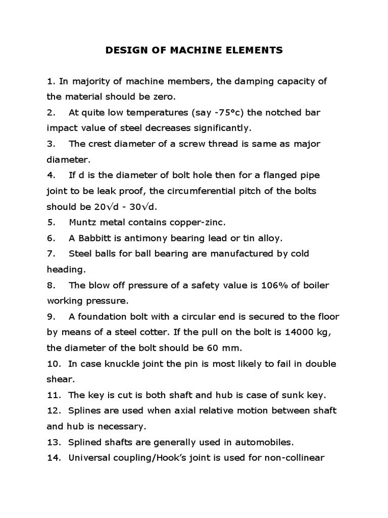 Design of Machine Elements | PDF