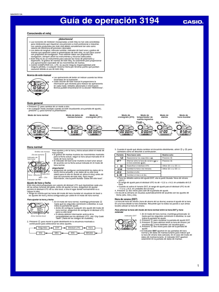Manual G Shock | PDF | Marea | Horario de verano