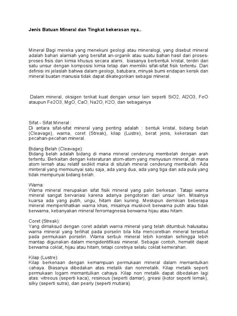 Skala Mohs Mineral | PDF