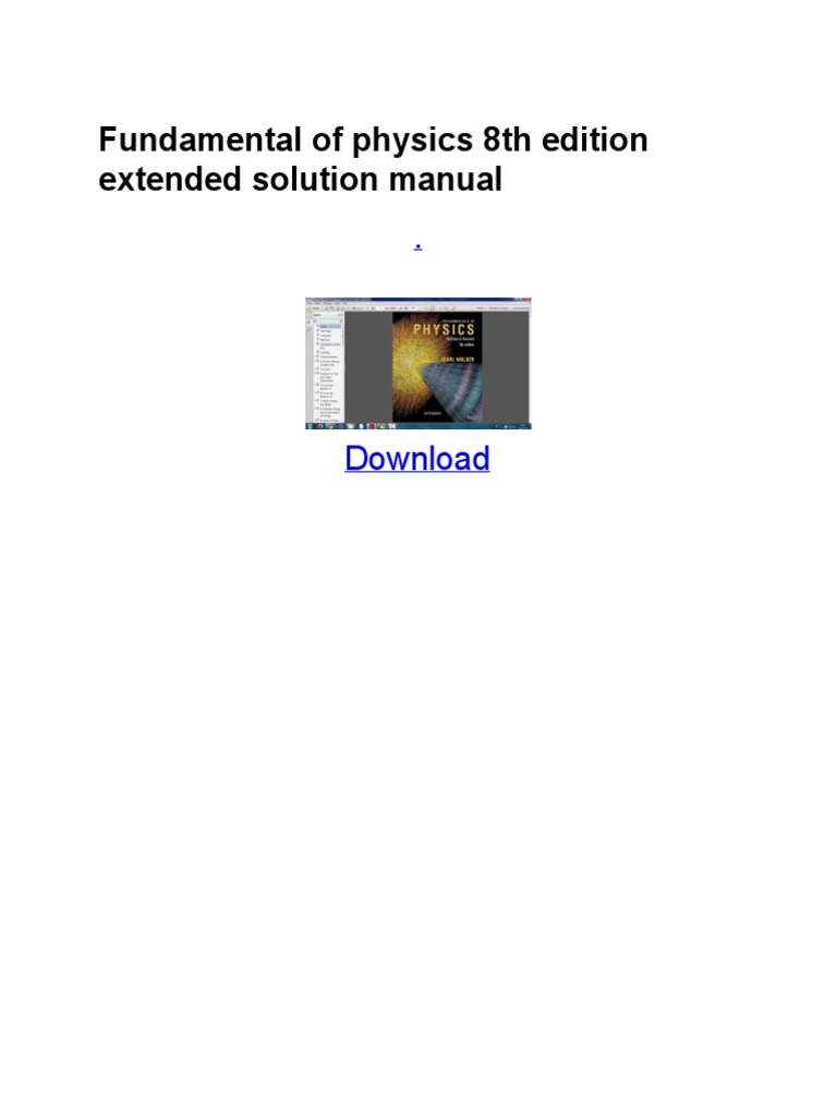 Fundamental of Physics 8th Edition Extended Solution Manual PDF | PDF ...