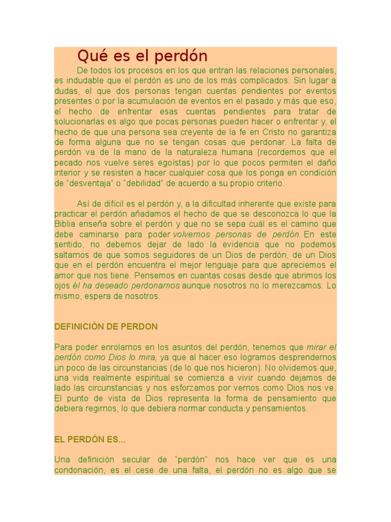 Qué Es El Perdón | PDF | Perdón | Expiación en el cristianismo