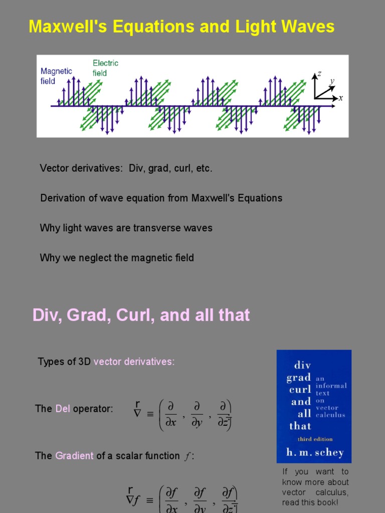 Maxwell's Equations and Light Waves | PDF | Divergence | Multivariable ...