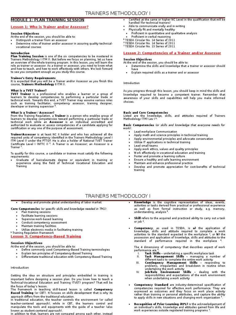 Trainers Methodology 1 | PDF | Competence (Human Resources ...