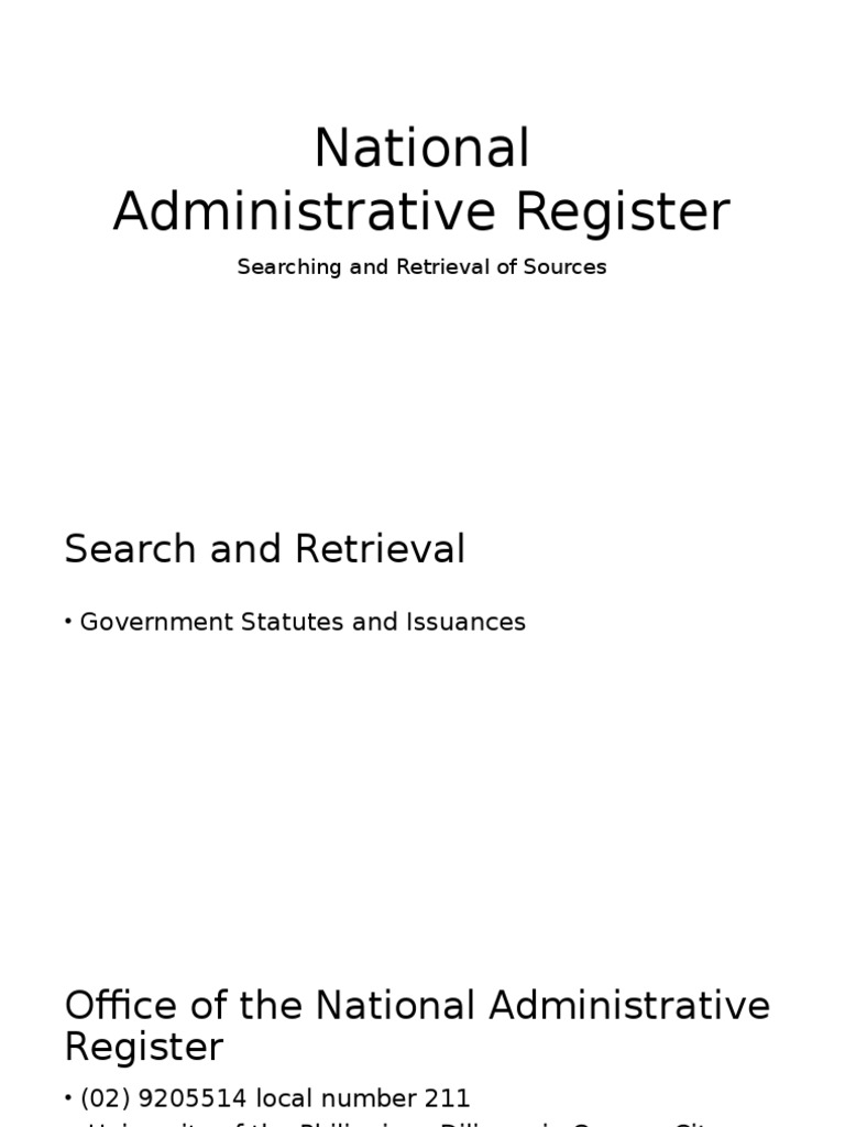 National Administrative Register Guide | PDF