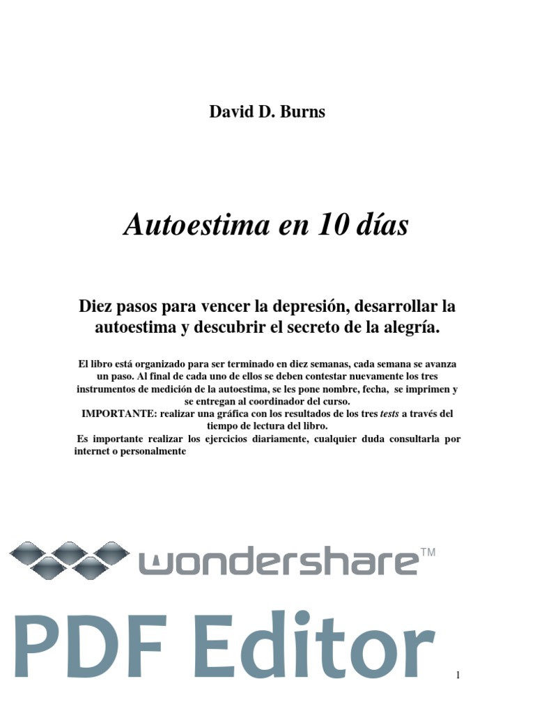 LIBRO Autoestima en 10 Días | PDF | Autoestima | Depresión (estado de ...