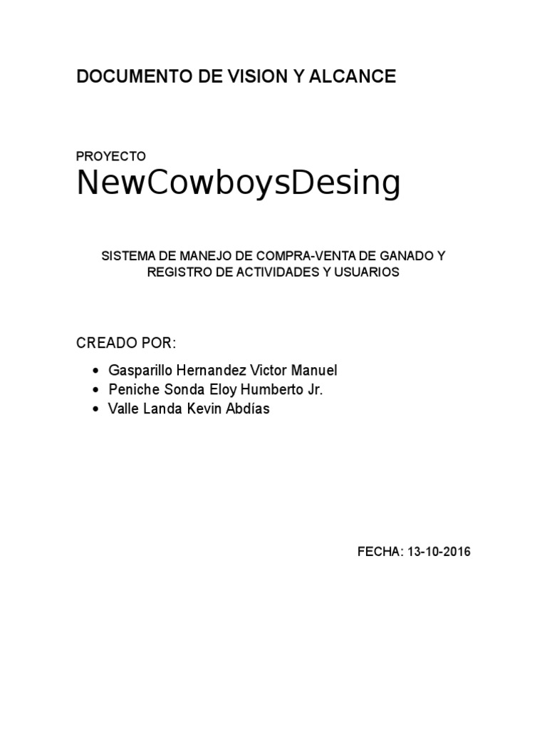 Documento de Vision y Alcance | PDF | Sistema operativo | Usuario (informática)