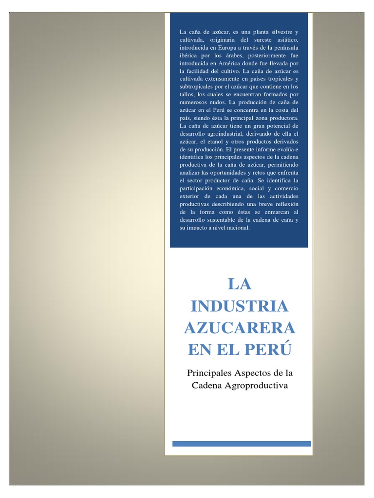 La Industria Azucarera en El Peru PDF | PDF | Combustible de etanol ...