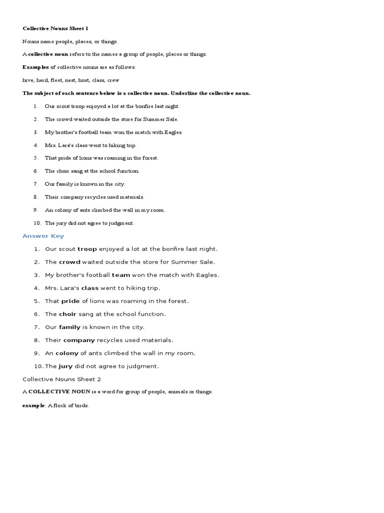Collective Nouns | PDF | Adverb | Grammatical Number