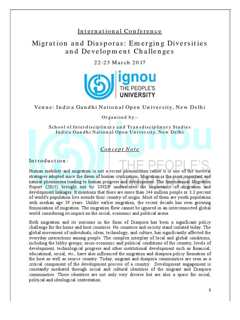 IGNOU - Migration and Diaspora - Nov - 30 PDF | PDF | Diaspora | Human ...
