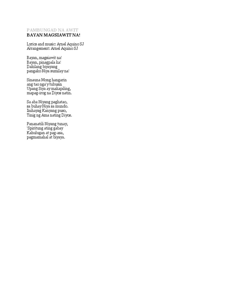 Pambungad Na Awit | PDF