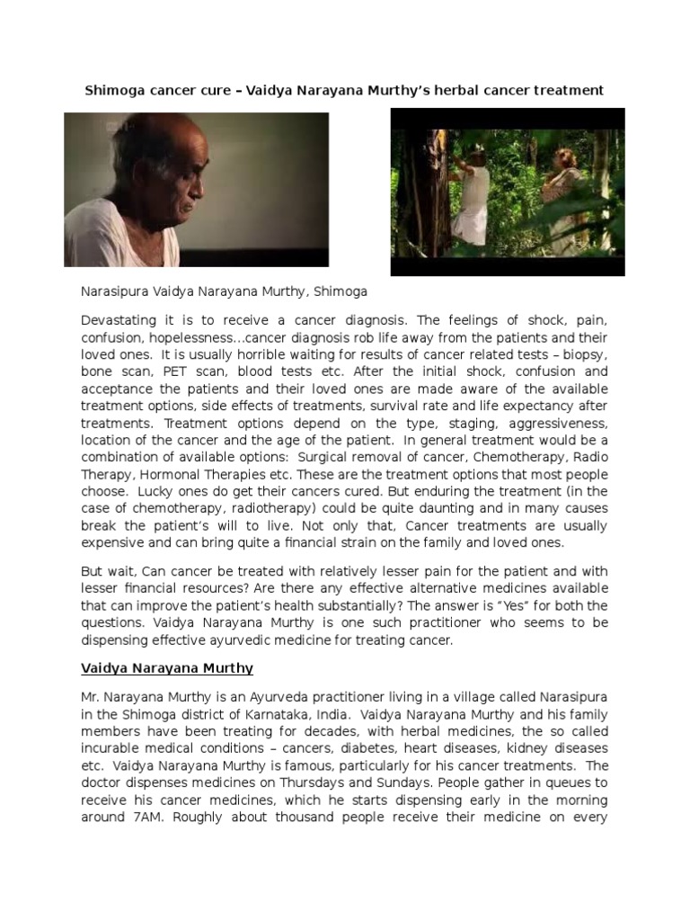 Shimoga Cancer Cure | PDF | Therapy | Cancer