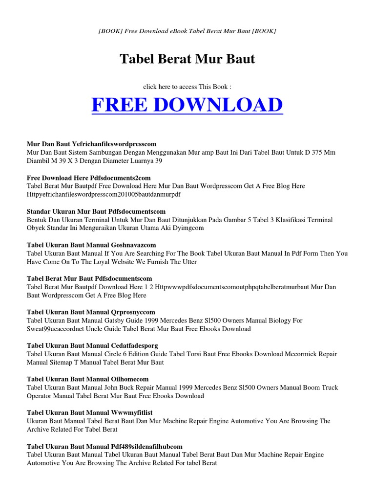 Tabel Berat Mur Baut | PDF