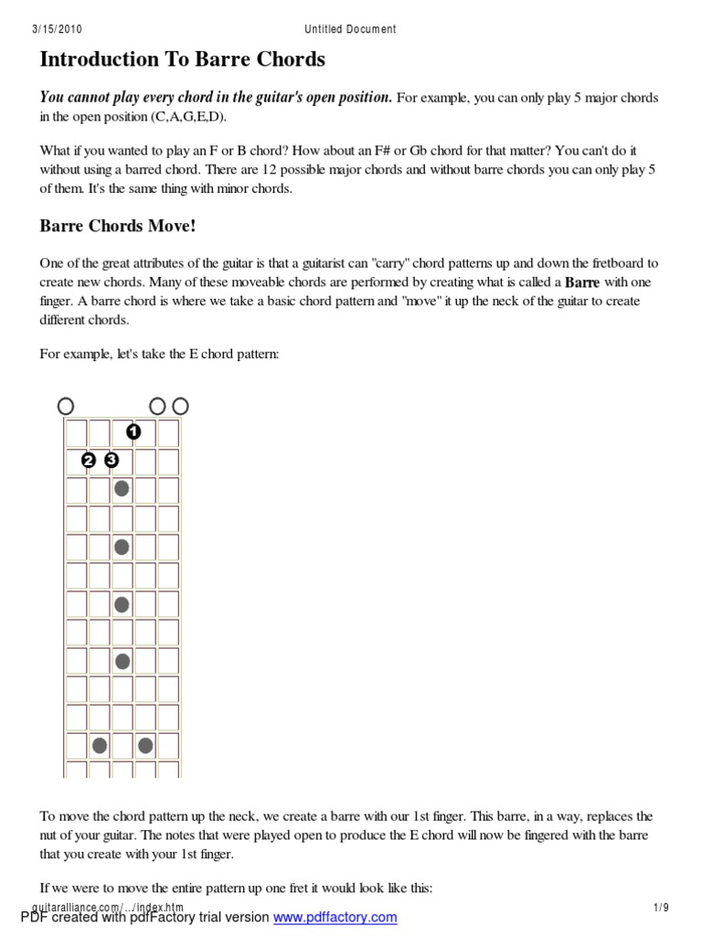Barre Chords PDF | PDF