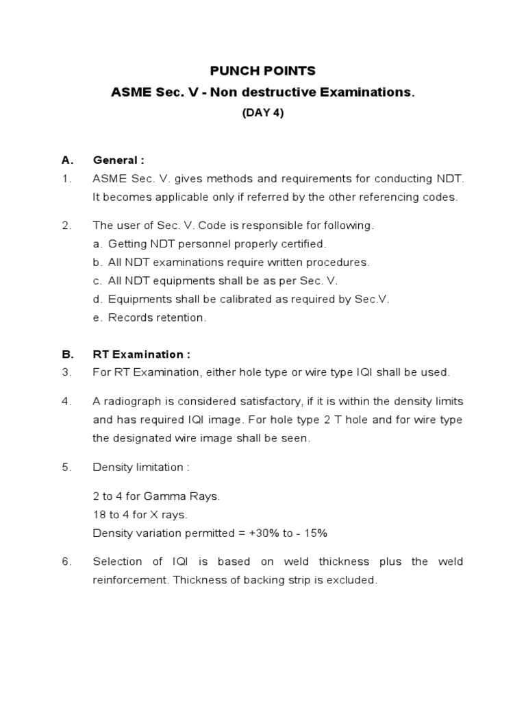 Punch Points ASME Sec. V - Non Destructive Examinations | PDF | Valve ...