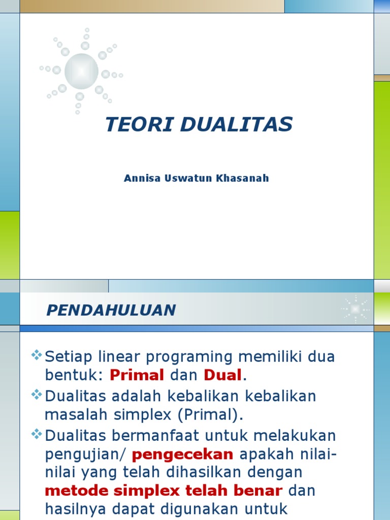 Optimasi 5 Teori Dualitas | PDF