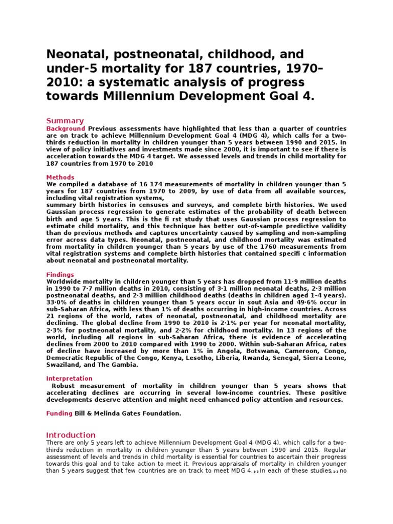 Neonatal | PDF | Millennium Development Goals | Errors And Residuals