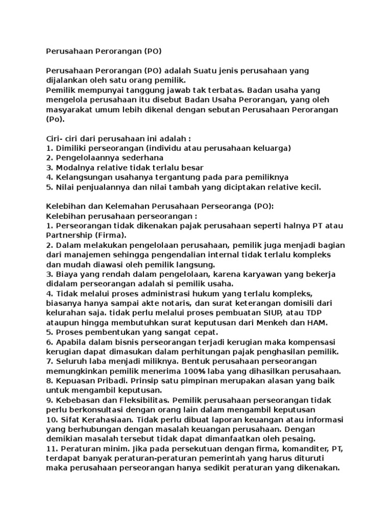 Perusahaan Perorangan | PDF