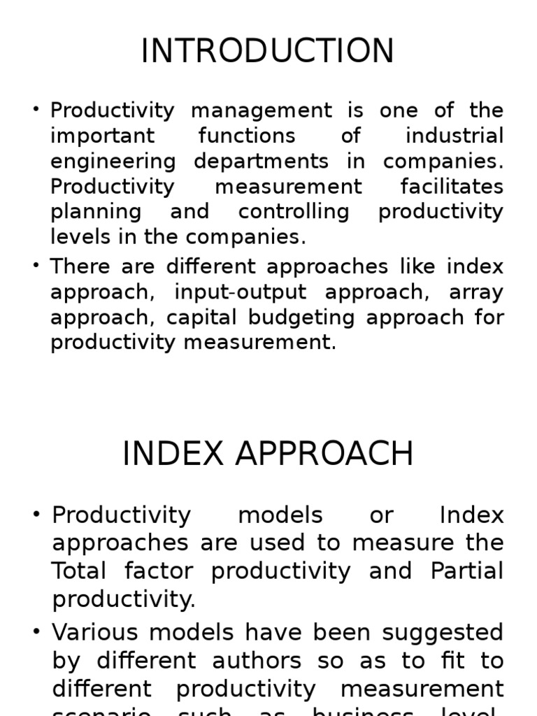 Index Approach | PDF | Output (Economics) | Factors Of Production