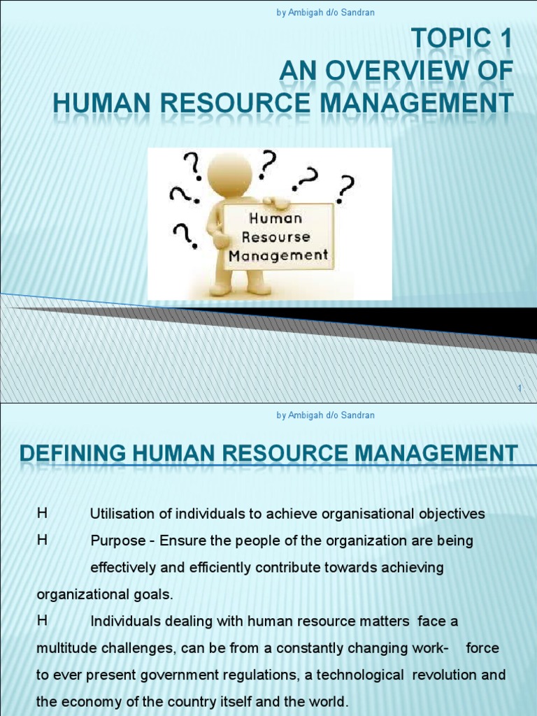 TOPIC 1 - An Overview of HRM | PDF | Human Resource Management | Employment