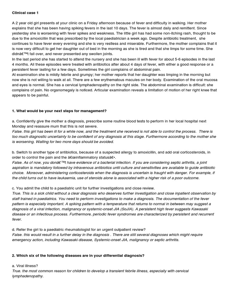 Clinical Case9 | PDF | Systemic Lupus Erythematosus | Fever