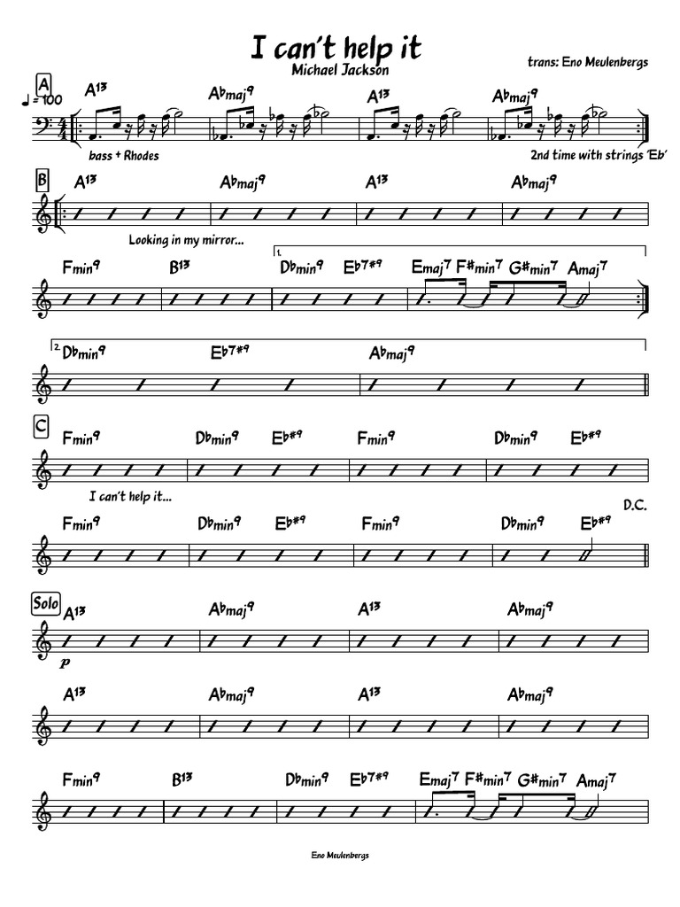 I can't help it - Michael Jackson (trans: Eno Meulenbergs)