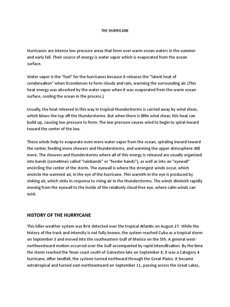 The Hurricane | PDF | Tropical Cyclones | Eye (Cyclone)