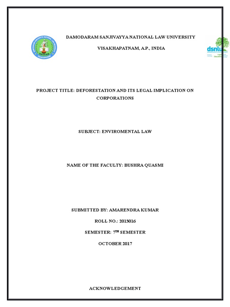 Environment Law Project Final | PDF | Forestry | Sustainability