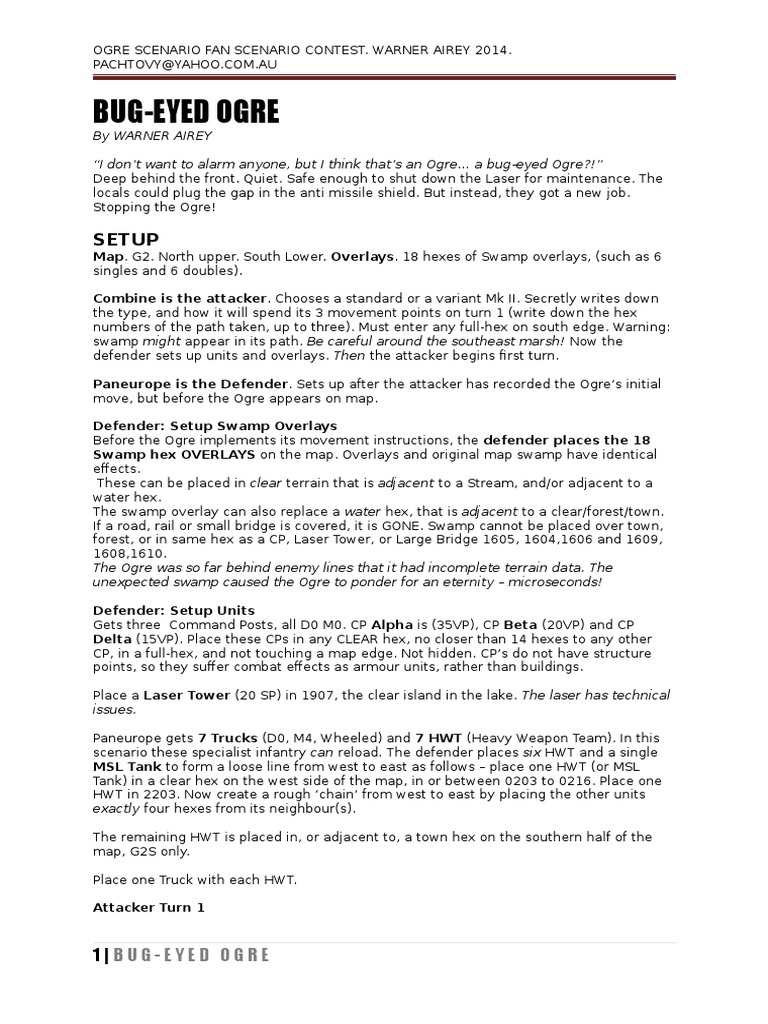 Bug Eyed Ogre Scenario Pdf Infantry Wars Military