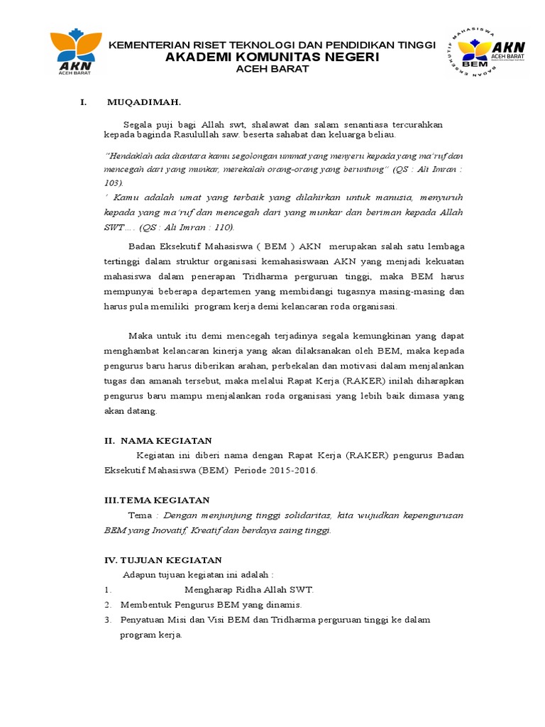 Proposal Raker 2015 | PDF
