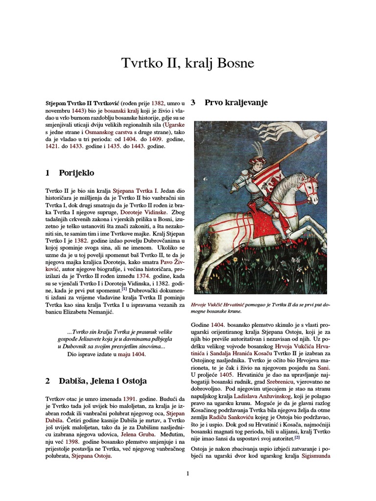 Tvrtko II, Kralj Bosne PDF | PDF