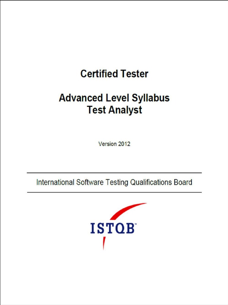Istqb Advanced Level Test Analyst Syllabus v5 | Intelligence Analysis ...