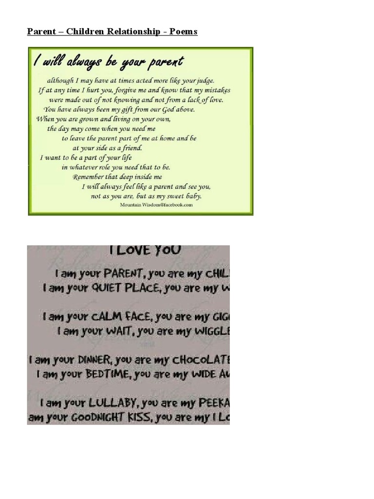 Parent Children Relationship Poems | PDF