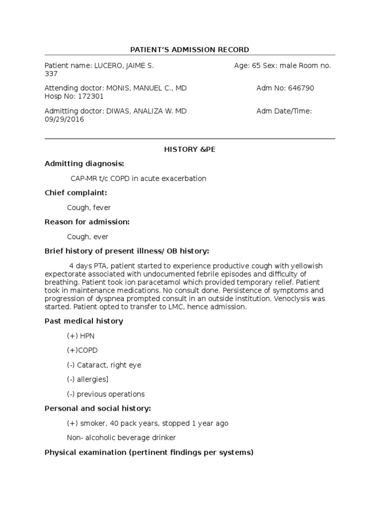 Patient'S Admission Record | PDF