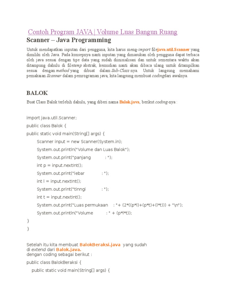 Program Java Volume dan Luas Bangun Ruang | PDF